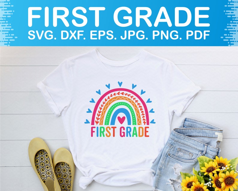 First Grade Svg Rainbow Svg Back to School Svg 1st Grade - Etsy