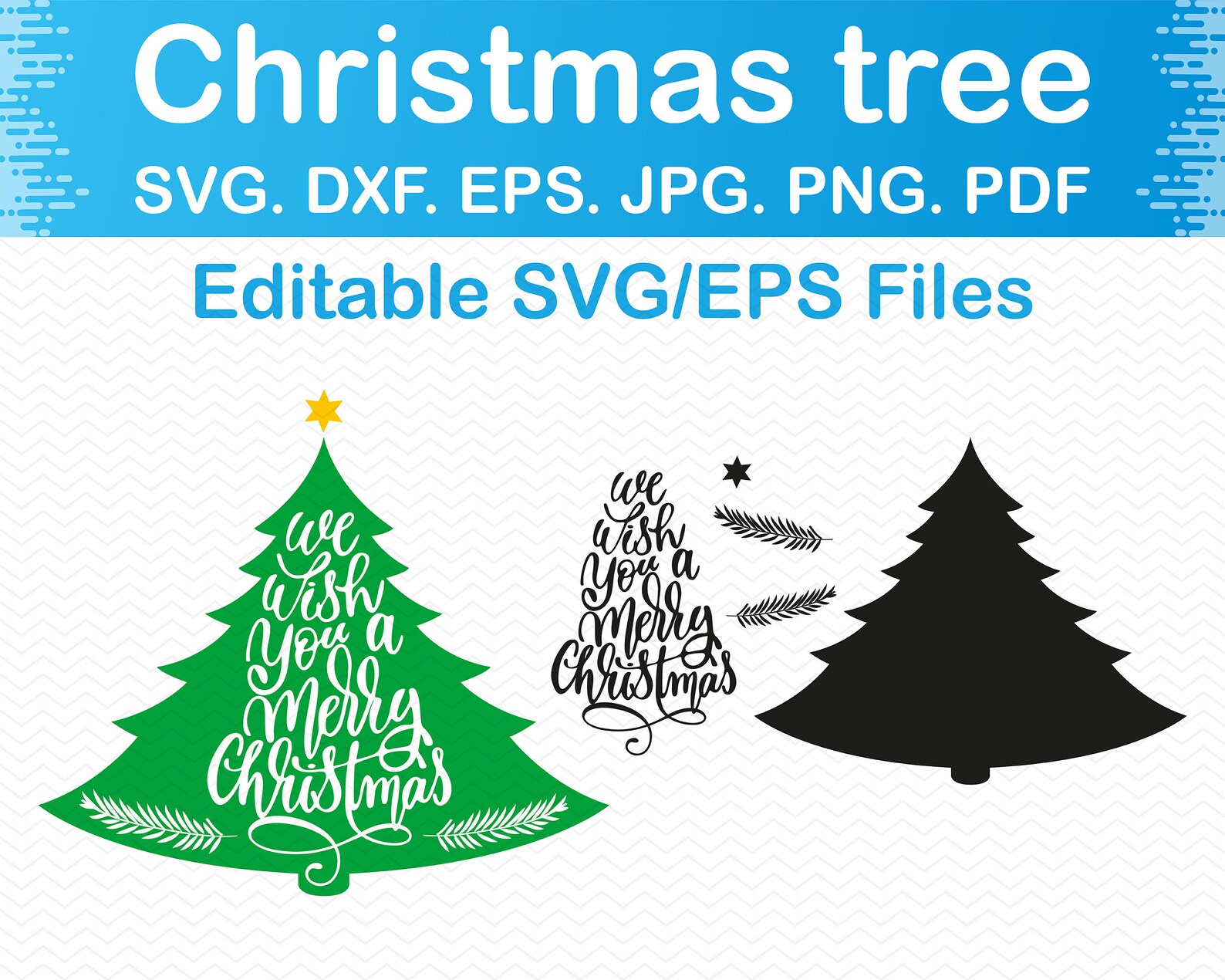 Merry Christmas Tree Svg Merry Christmas Trees Png Merry - Etsy