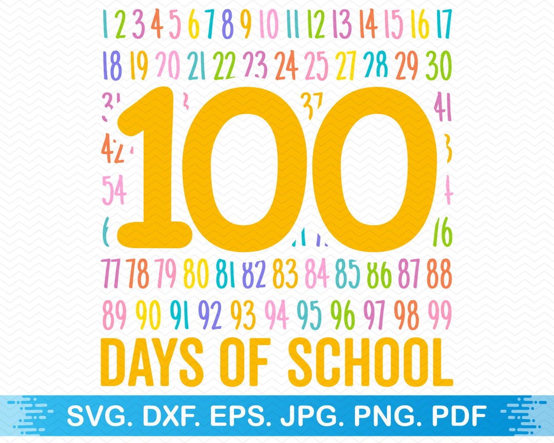 100th Day of School Numbers Svg, 100 Days of School Svg, 100 Days of ...