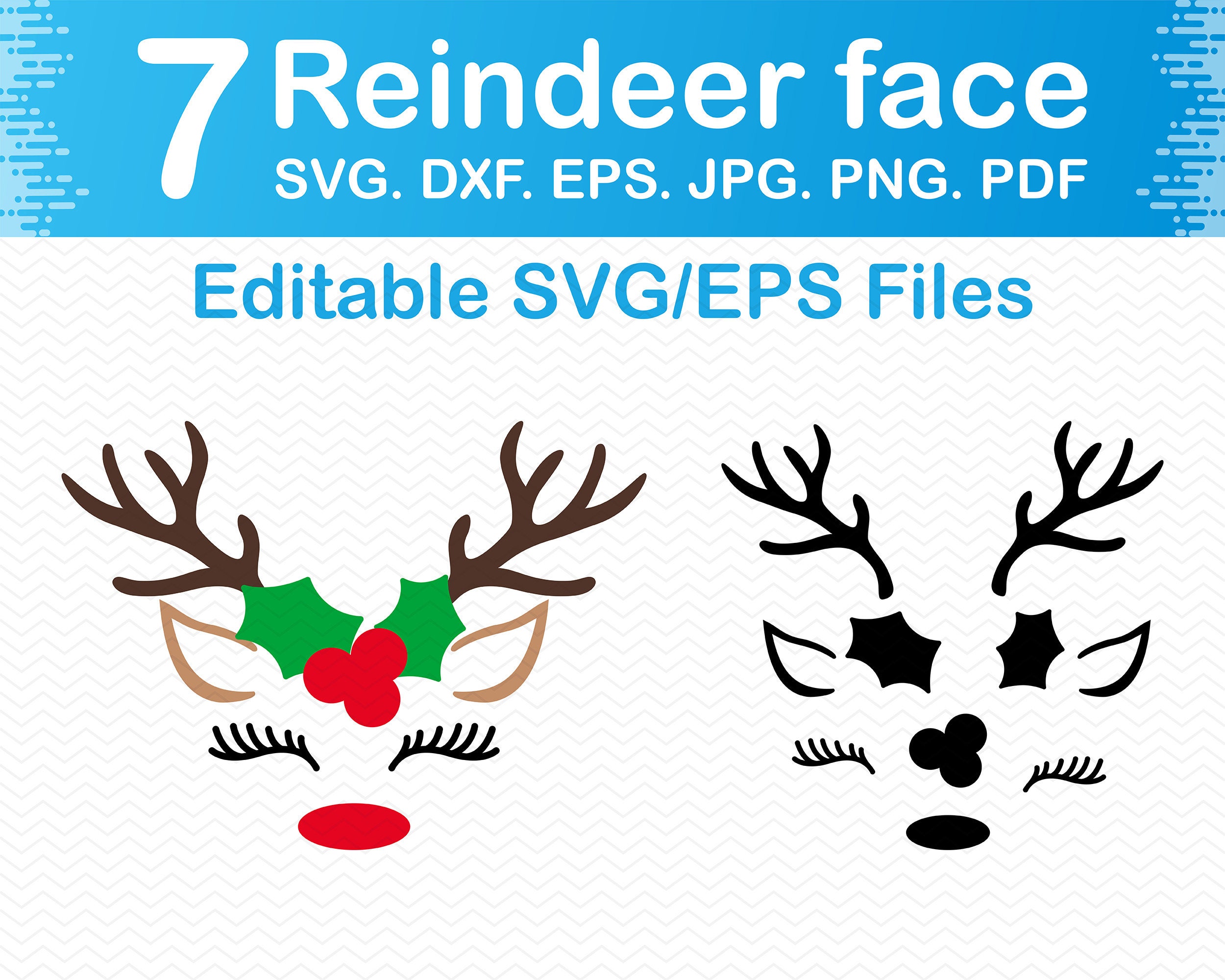 Reindeer Face Svg Reindeer Antlers Svg Merry Christmas - Etsy