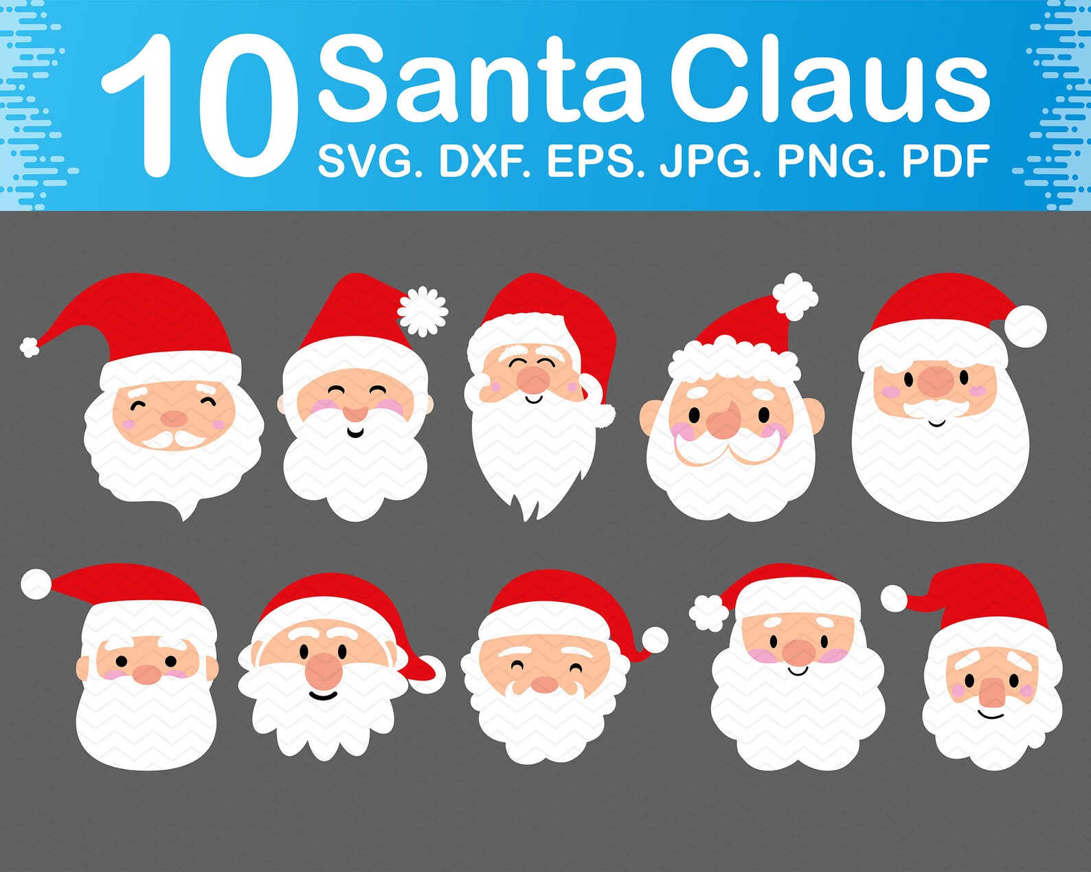 Santa svg Santa face svg Santa hat svg Merry christmas svg | Etsy