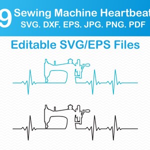 Sewing Machine Svg Heartbeat Svg, Sewing Svg Heart Beat Svg Files for ...