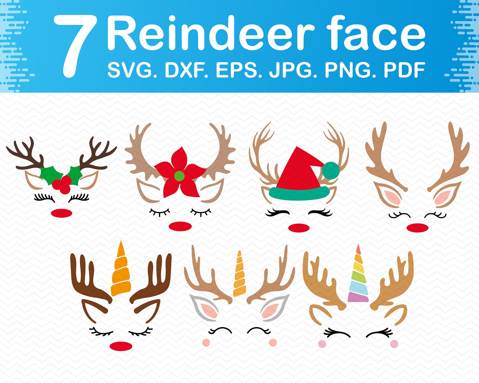 Reindeer Face Svg Reindeer Antlers Svg Merry Christmas - Etsy