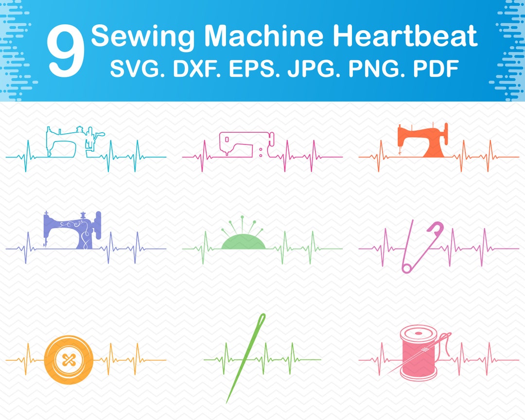 Sewing Machine Svg Heartbeat Svg, Sewing Svg Heart Beat Svg Files for ...