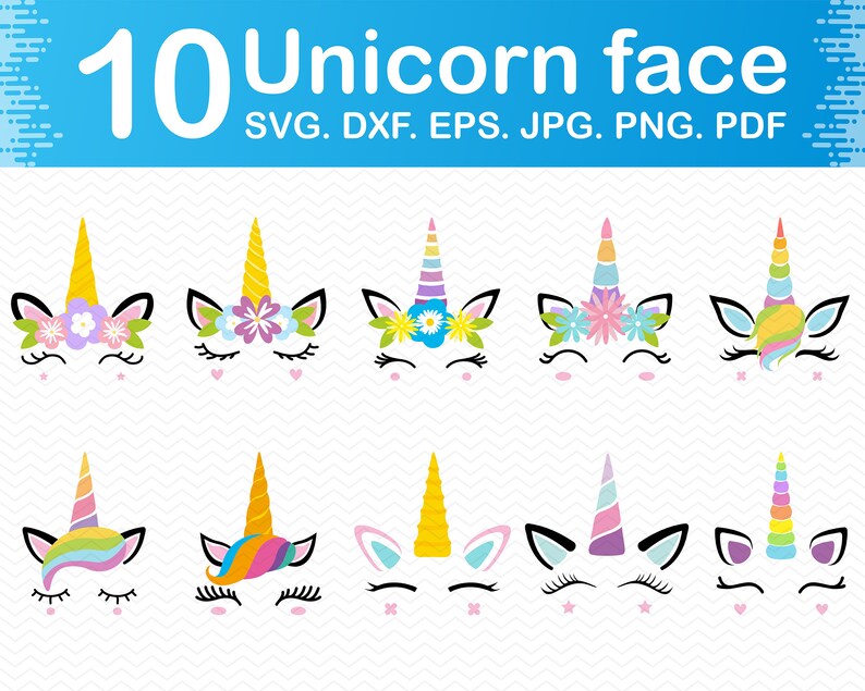 Unicorn face svg Unicorn svg files for cricut Unicorn | Etsy
