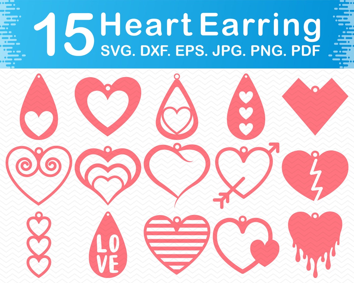 Heart Earring Svg Earring Svg Files for Cricut Earring Svg - Etsy