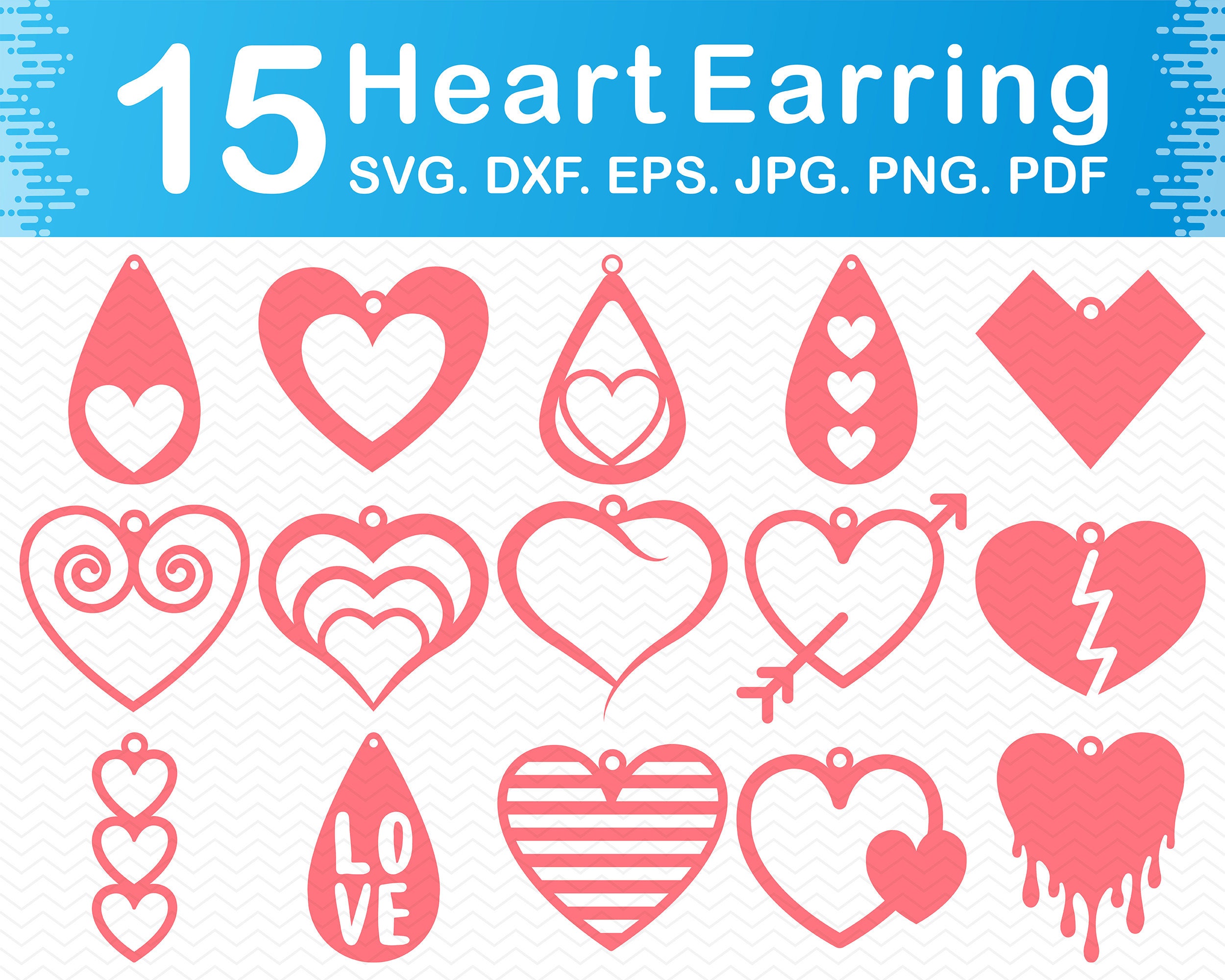 Heart earring svg Earring svg files for cricut Earring svg | Etsy