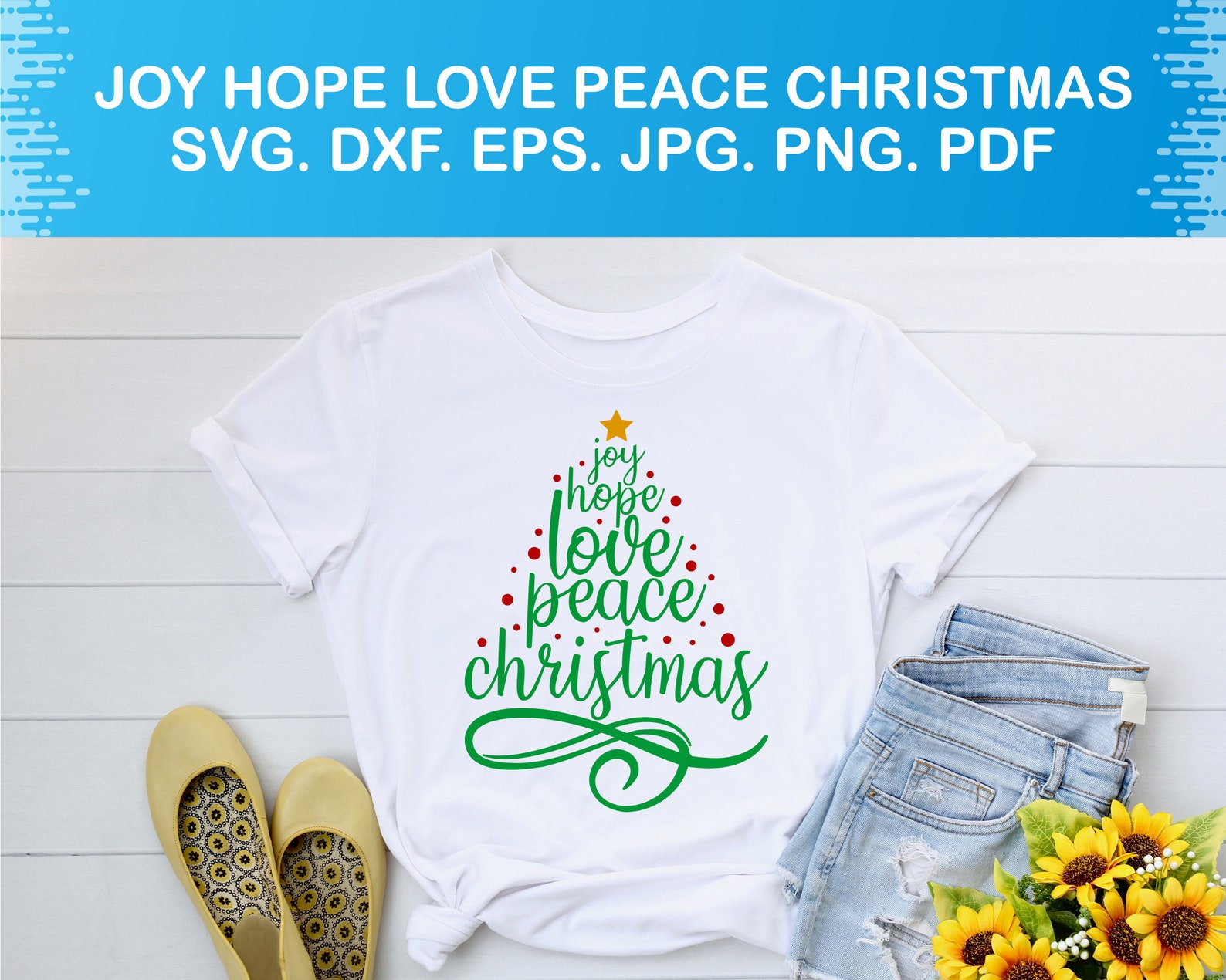 Joy Hope Love Peace Christmas Svg Christmas Tree Svg | Etsy
