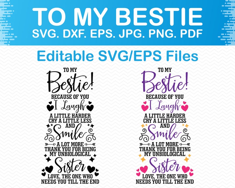 To My Bestie Svg Best Friends Svg Best Friend Svg Friends Etsy
