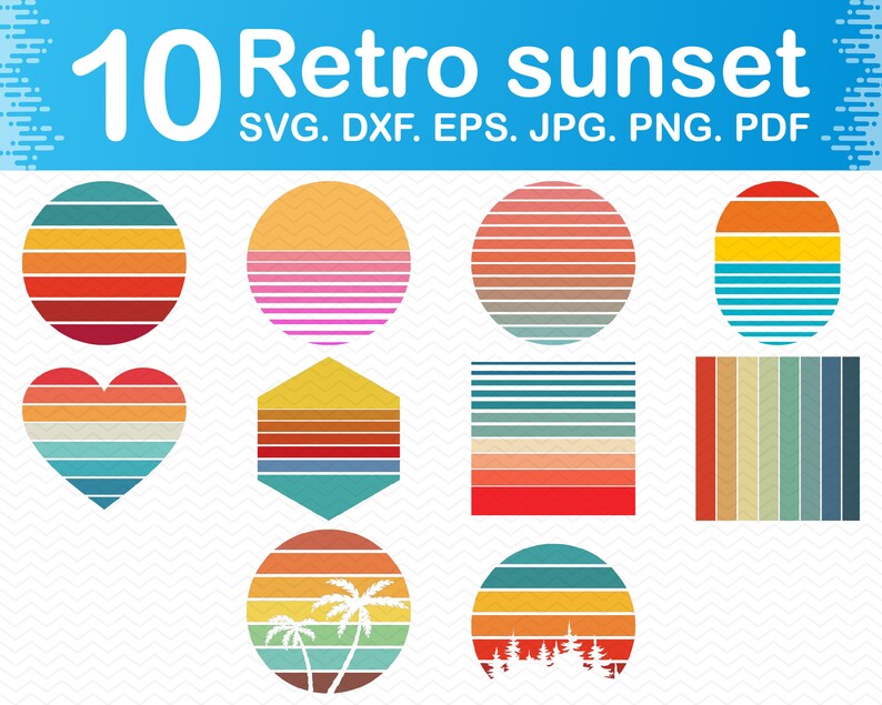 Retro Sunset Svg Retro Svg Sunshine Svg Sunrise Svg Summer - Etsy