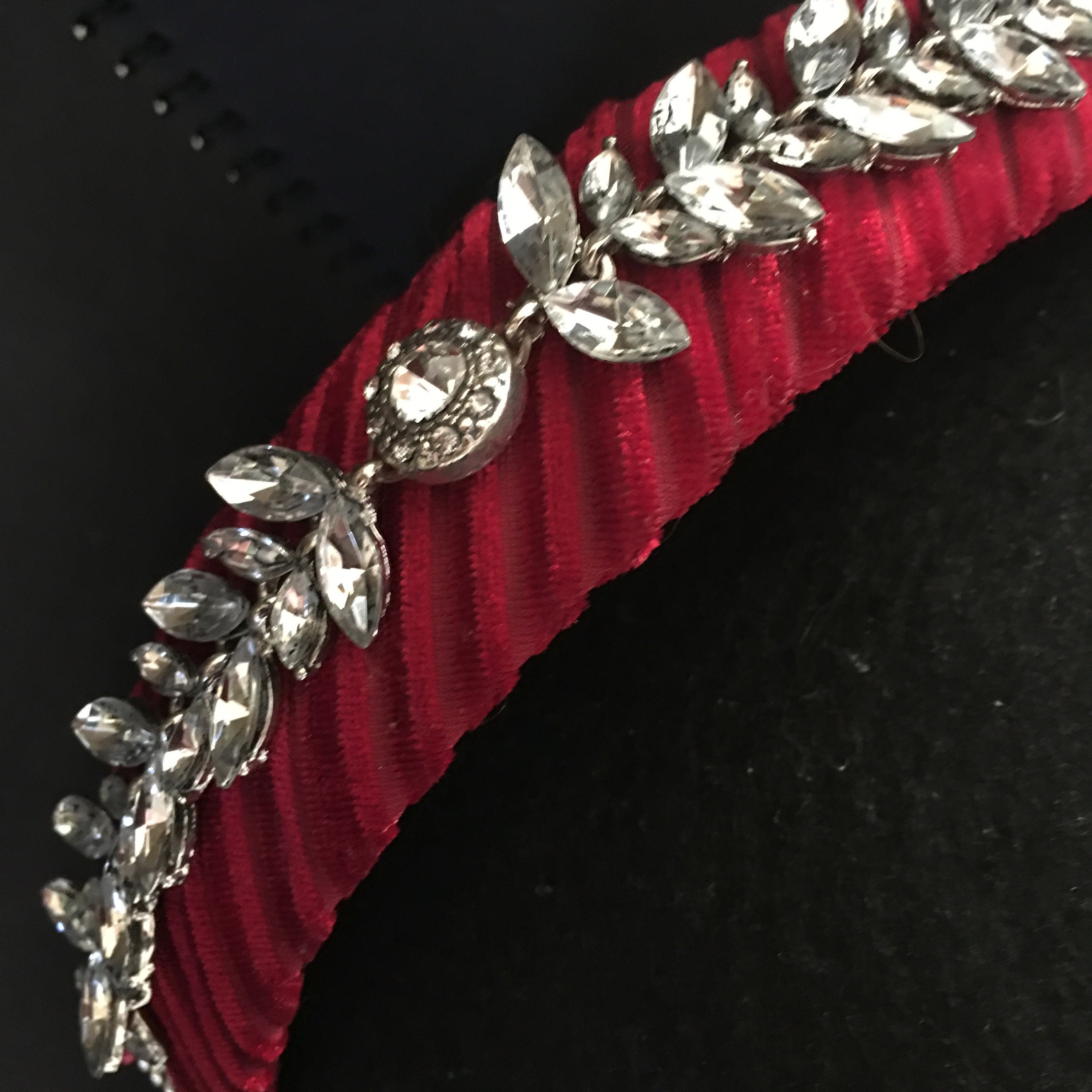 Regency Revival Red Velvet Tiara/headband With Rhinestone ...