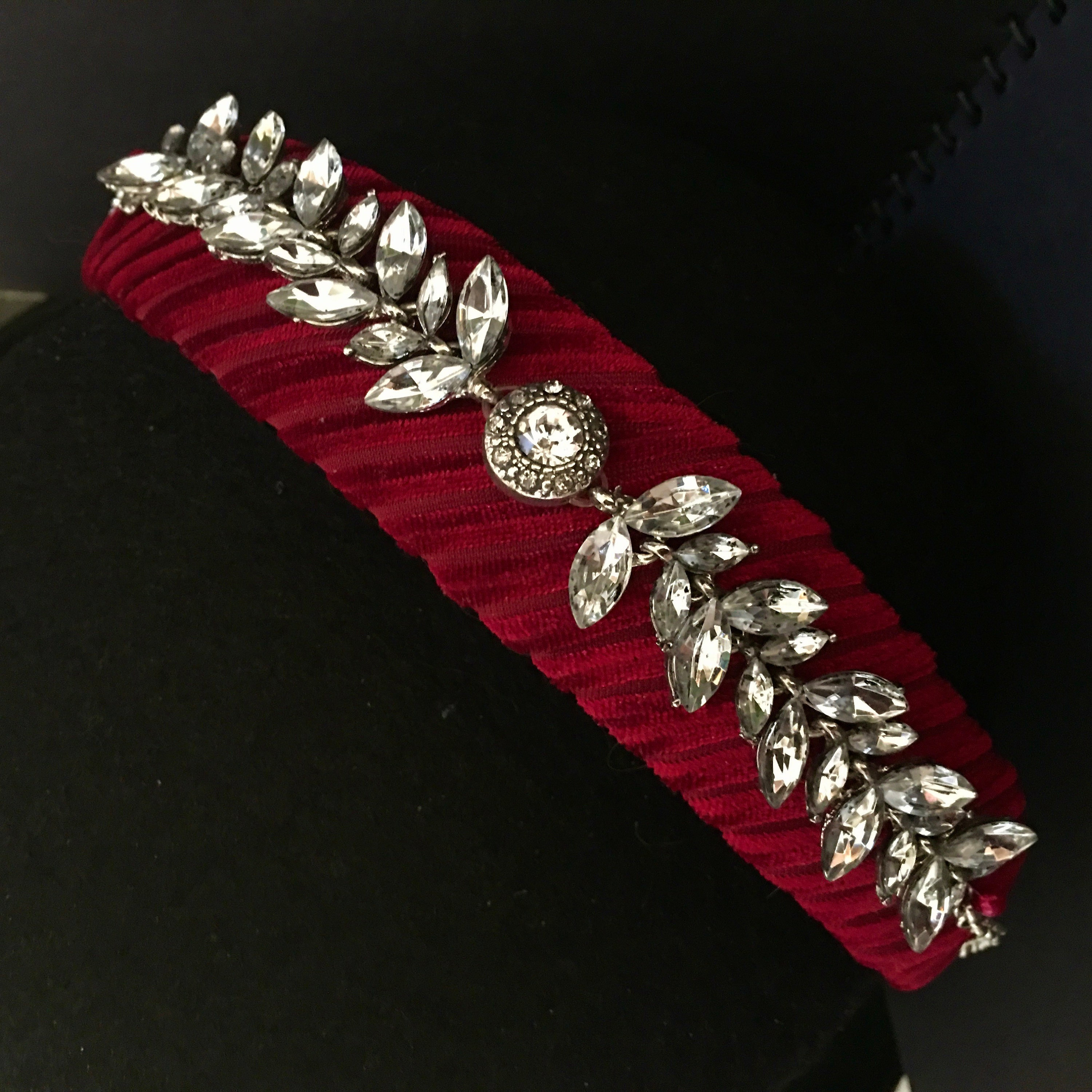 Regency Revival Red Velvet Tiara/headband With Rhinestone ...