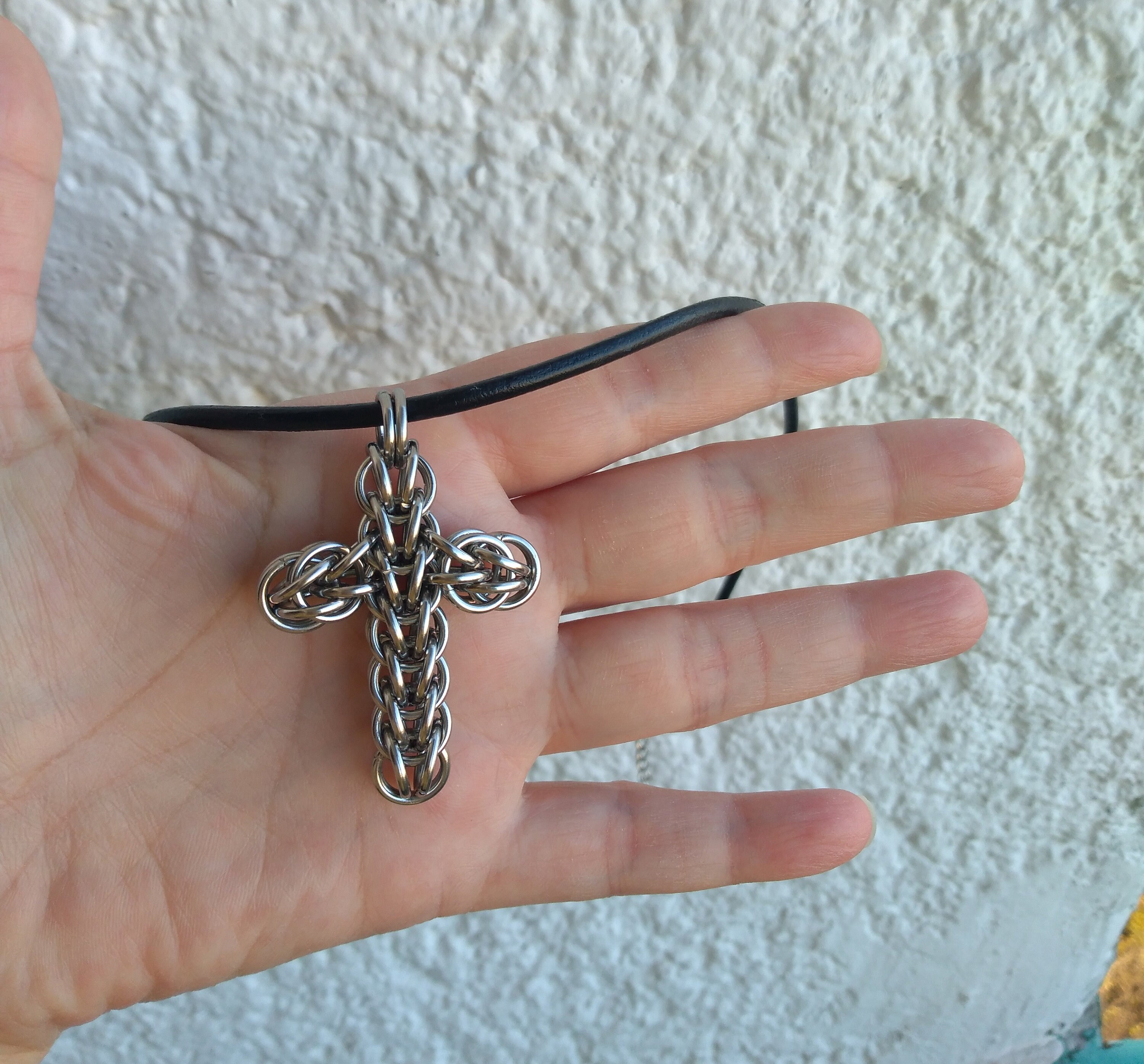 Chainmaille Cross Pendant Necklace, Chainmail Cross, Stainless Steel ...