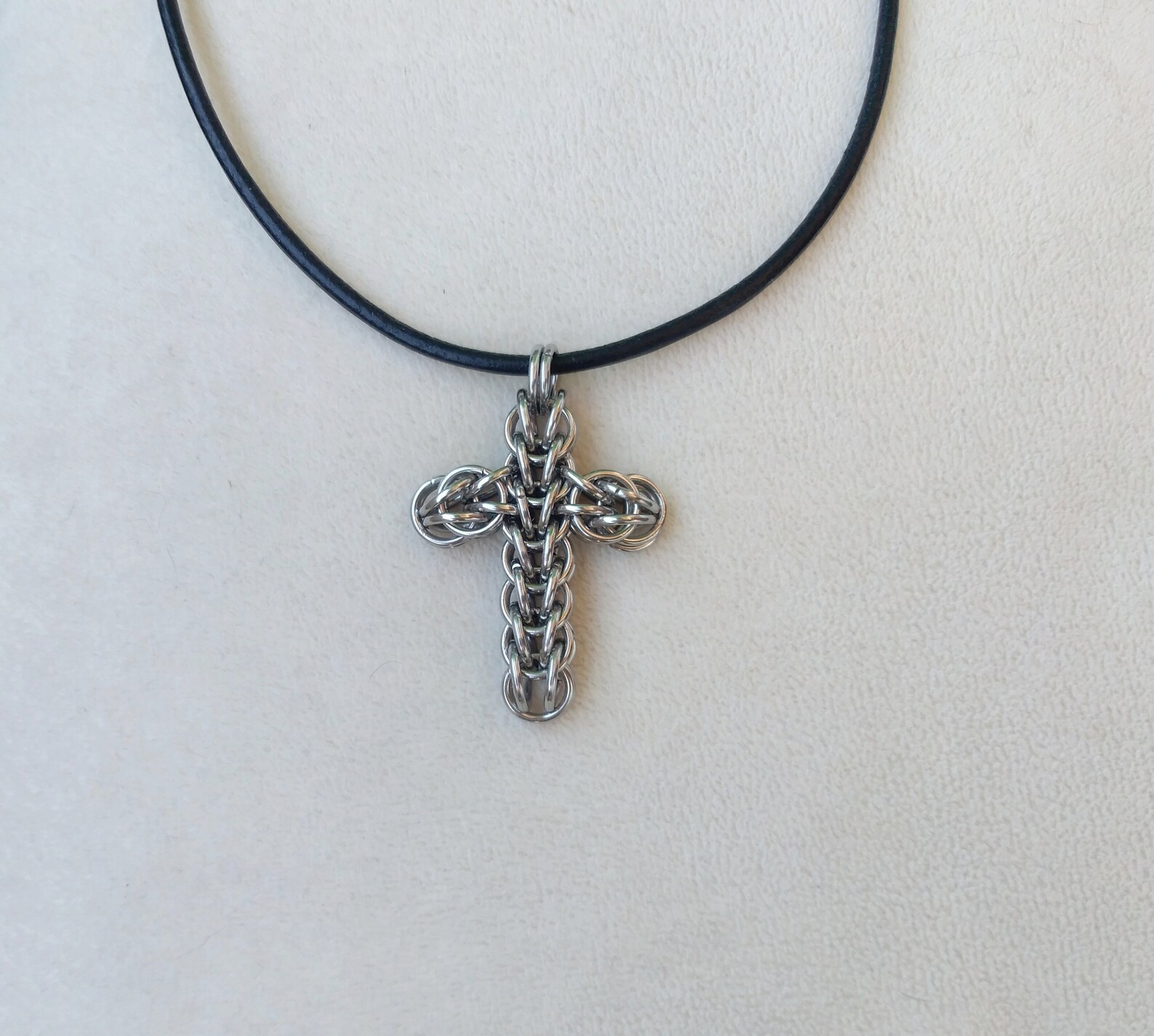 Chainmaille Cross Pendant Necklace, Chainmail Cross, Stainless Steel ...