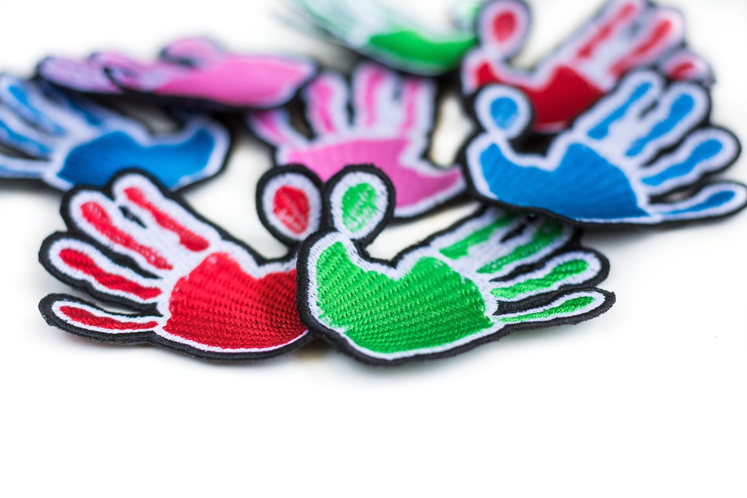 Pair of Embroidered Hand Print Patches, Handprint Embroidery Set, Pair ...