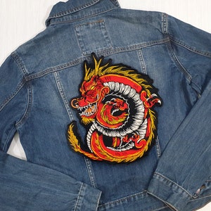 Chinese Dragon Patch for Jacket, Japanese Oni Applique, Ninja Back ...