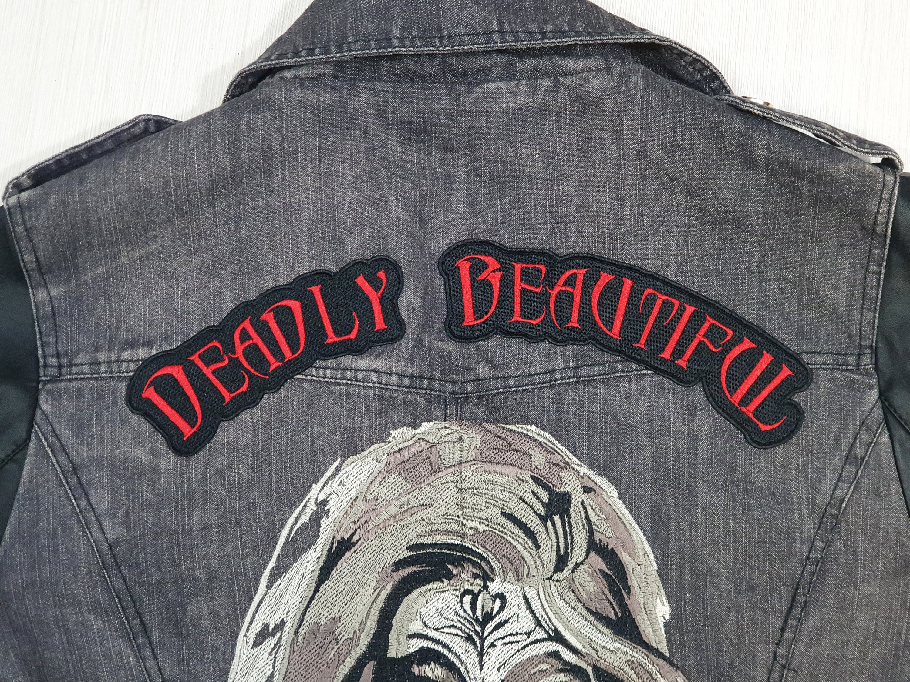 Embroidered Top Rocker Back Patch for Jacket Deadly Beautiful | Etsy