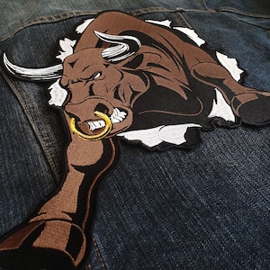 Large Bull Patch, Bull Back Patch, Rodeo Patch, Sew on Patch, Urban ...