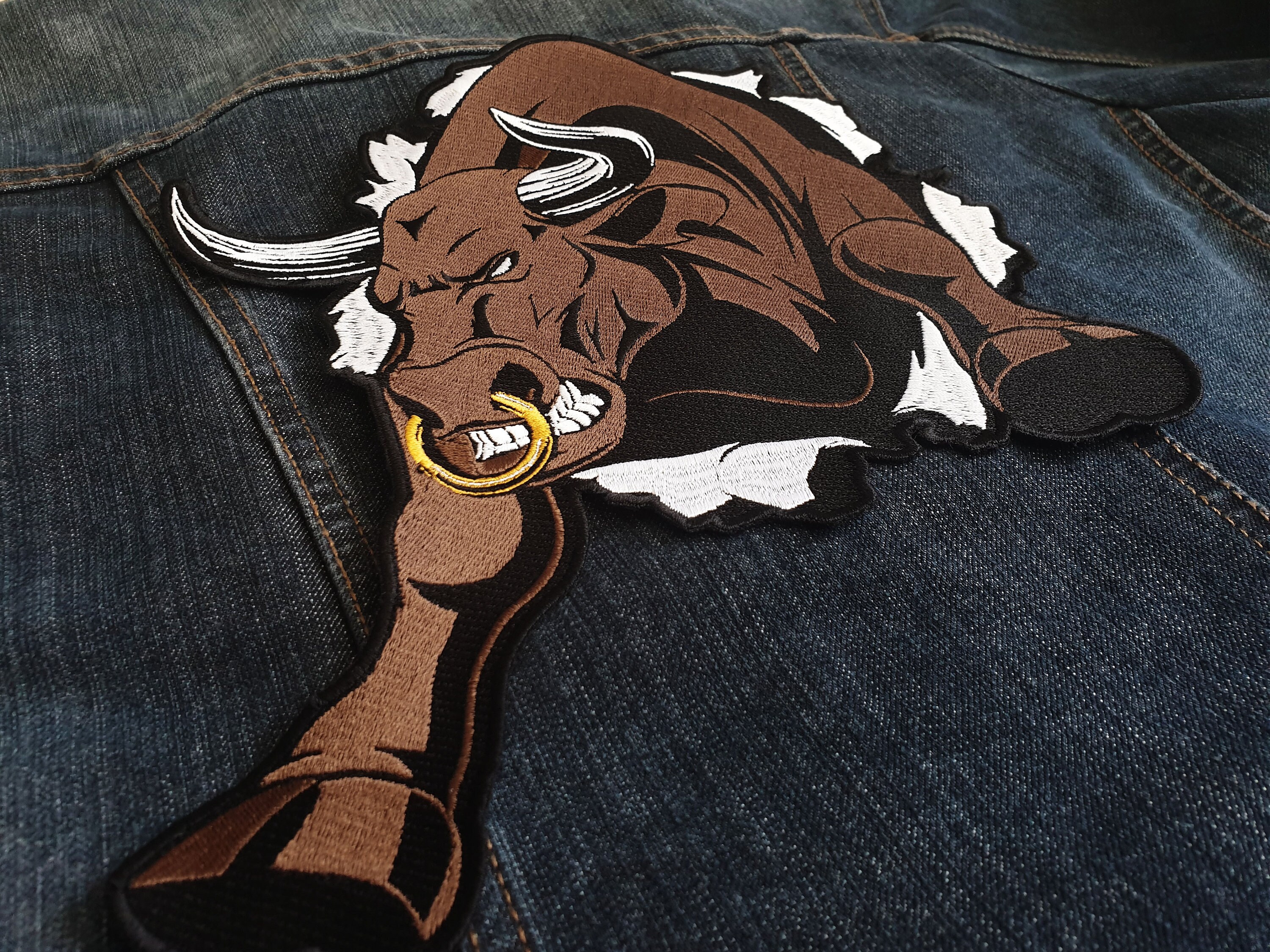 Large Bull Patch Bull Back Patch Rodeo Patch Sew on Patch | Etsy