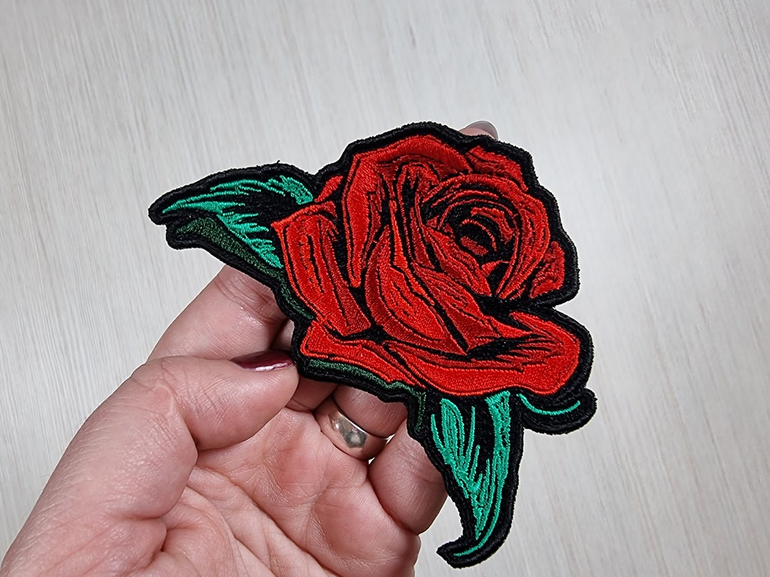 Red Rose Flower Patch, Embroidered Rose Decoration, Nature Gift, Pink ...