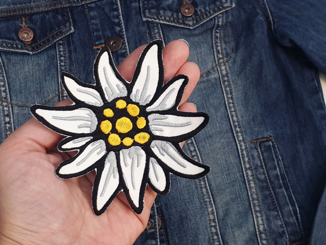 Edelweiss Flower Patch, Mountain Flower Applique, Embroidered Hiker ...