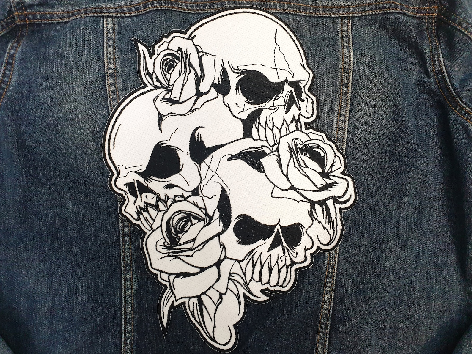 Large Skull Patch Skull Back Patch Skeleton Biker Patch Sew - Etsy