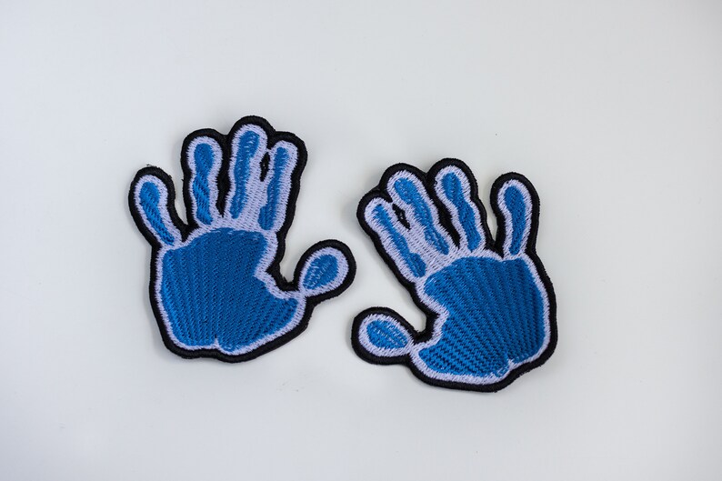 Pair of Embroidered Hand Print Patches Handprint Embroidery - Etsy