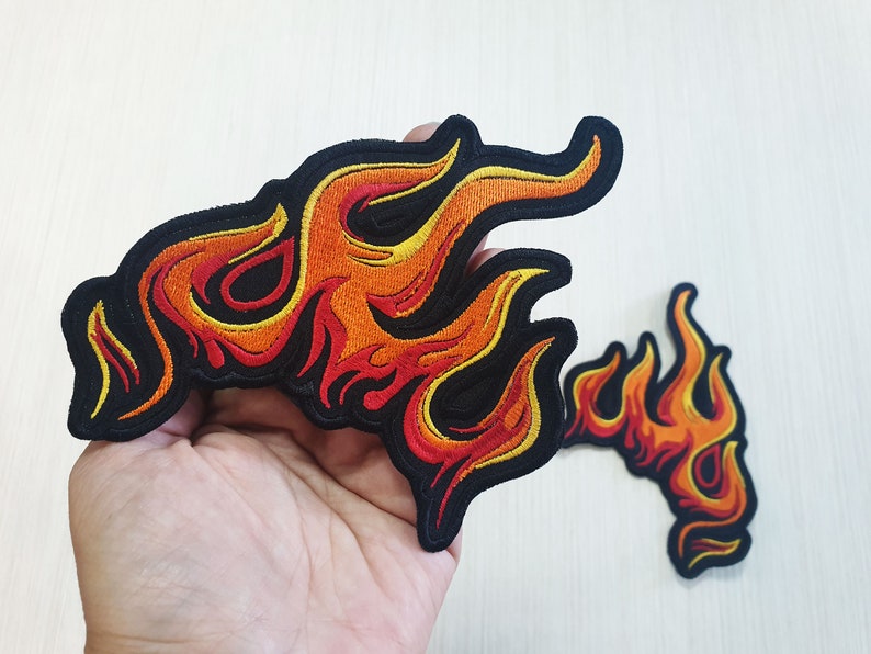 Set of 2 Flame Patch Fire Patch for Jackets Flame Sew on | Etsy