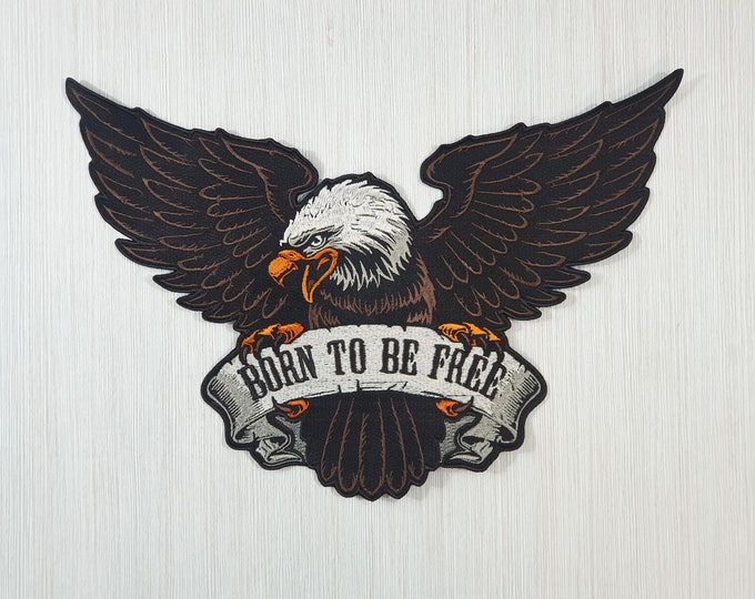 Harley Eagle Legendary Black White Grey Biker Large Back Patch on Vest, Sew Patch, Custom Patch ...