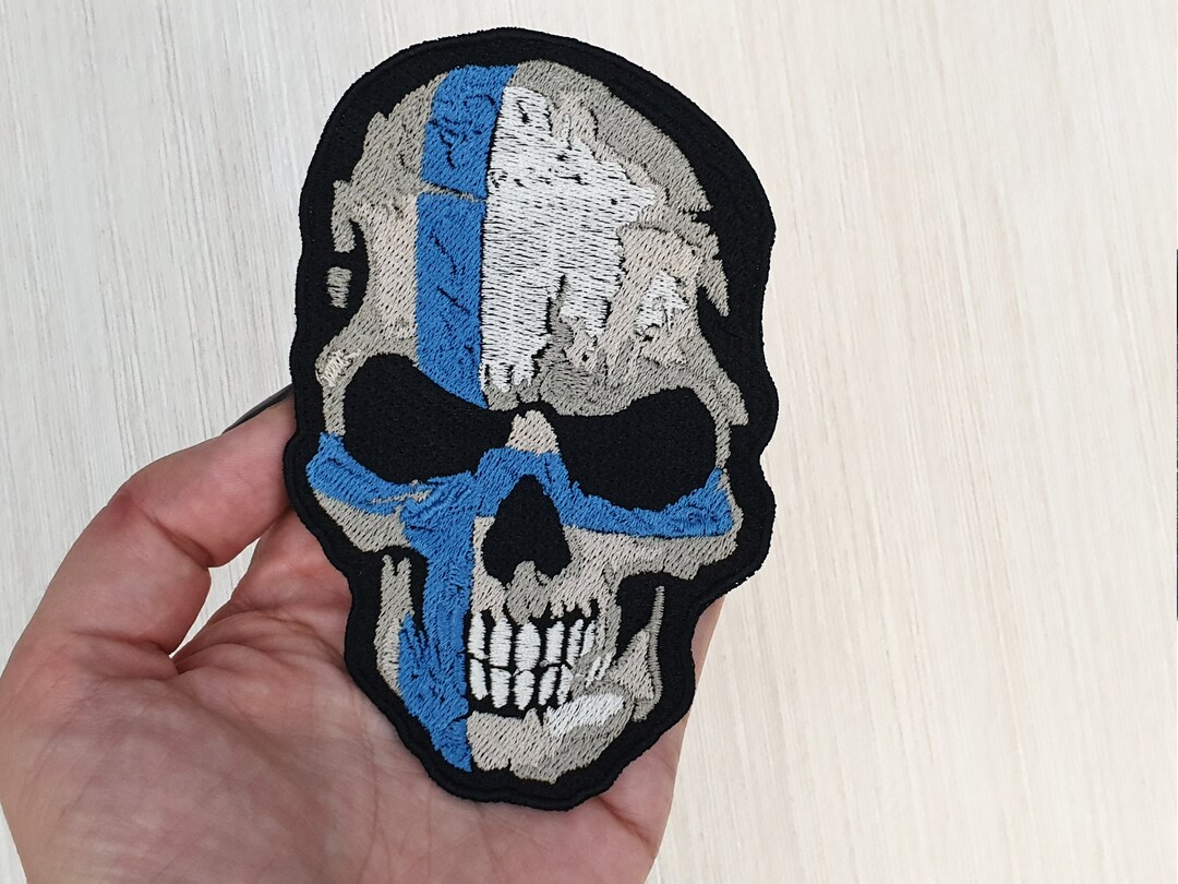 Finland Flag Skull Patch, Suomi National Flag Biker Patch, Finnish Sew ...