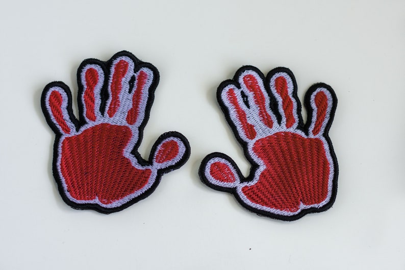Pair of Embroidered Hand Print Patches Handprint Embroidery - Etsy