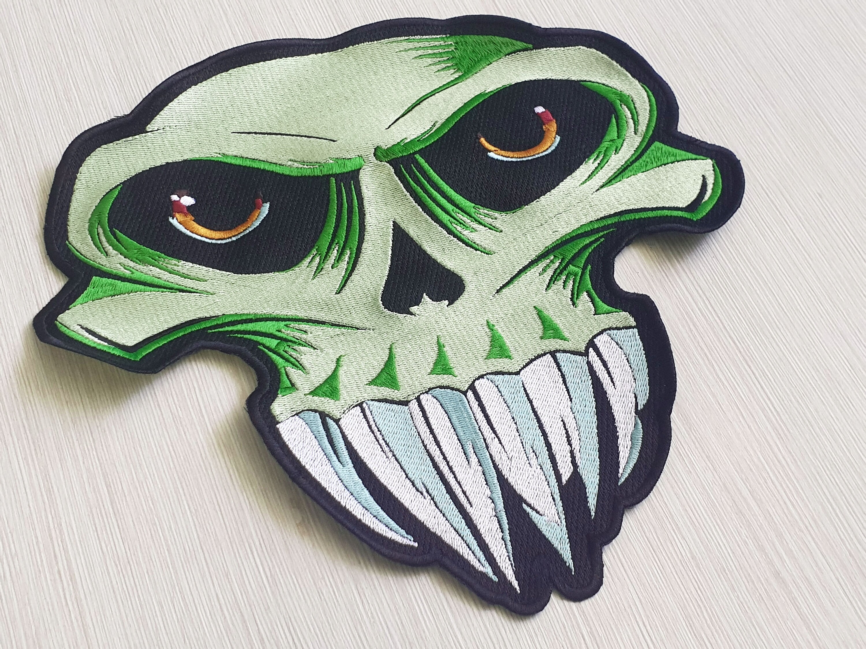 Skull Patch Alien Skull Back Patch Skeleton Biker Patch Sew - Etsy México
