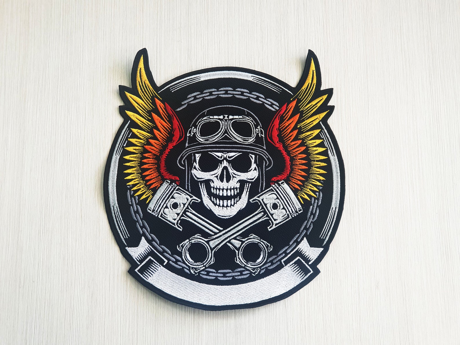 Large Rocker Skull Patch Flame Biker Back Patch Motor Patch - Etsy