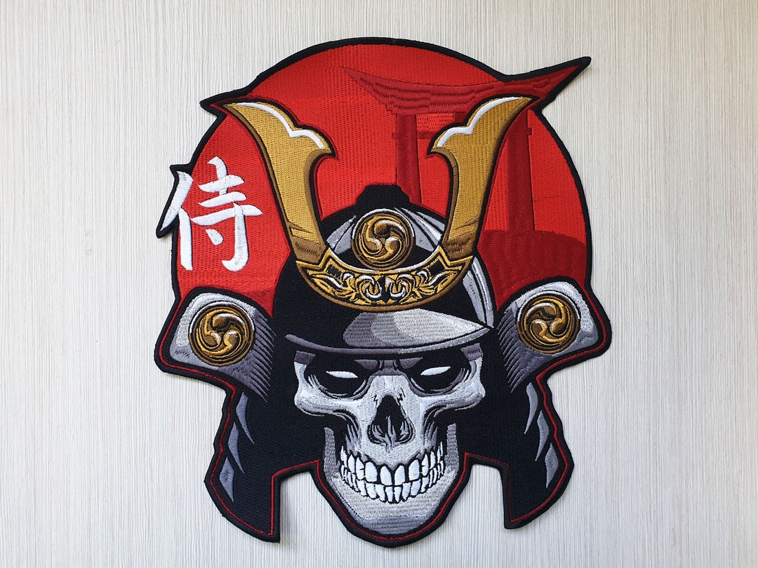 Large Samurai Skull Patch, Ninja Back Patch, Japanese Warrior Patch ...
