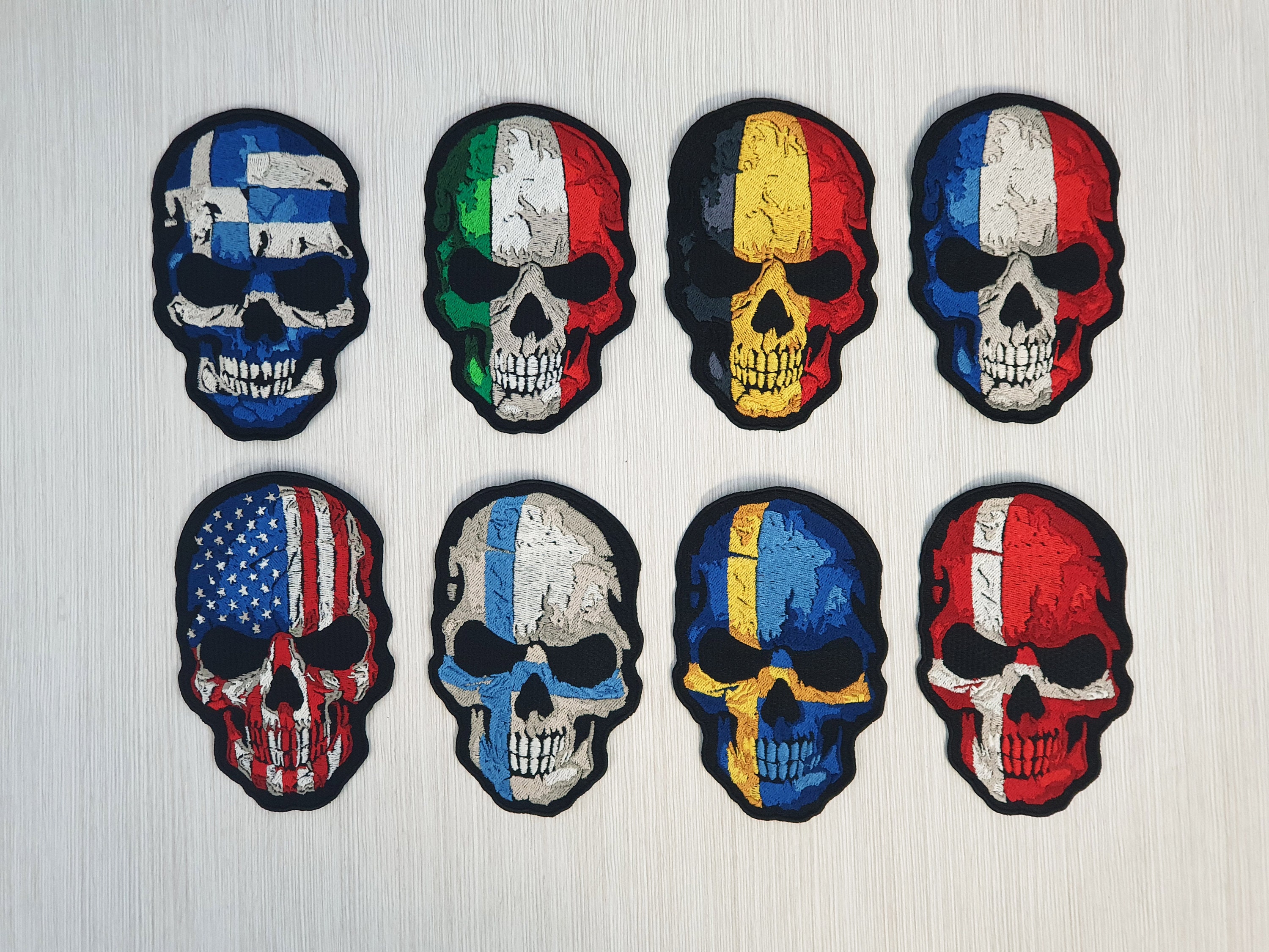 USA Flag Skull Patch Amercan National Flag Biker Patch Sew - Etsy