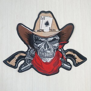 Large Cowboy Skull Patch, Pocker Skull Back Embroidery, Urban Revolver ...