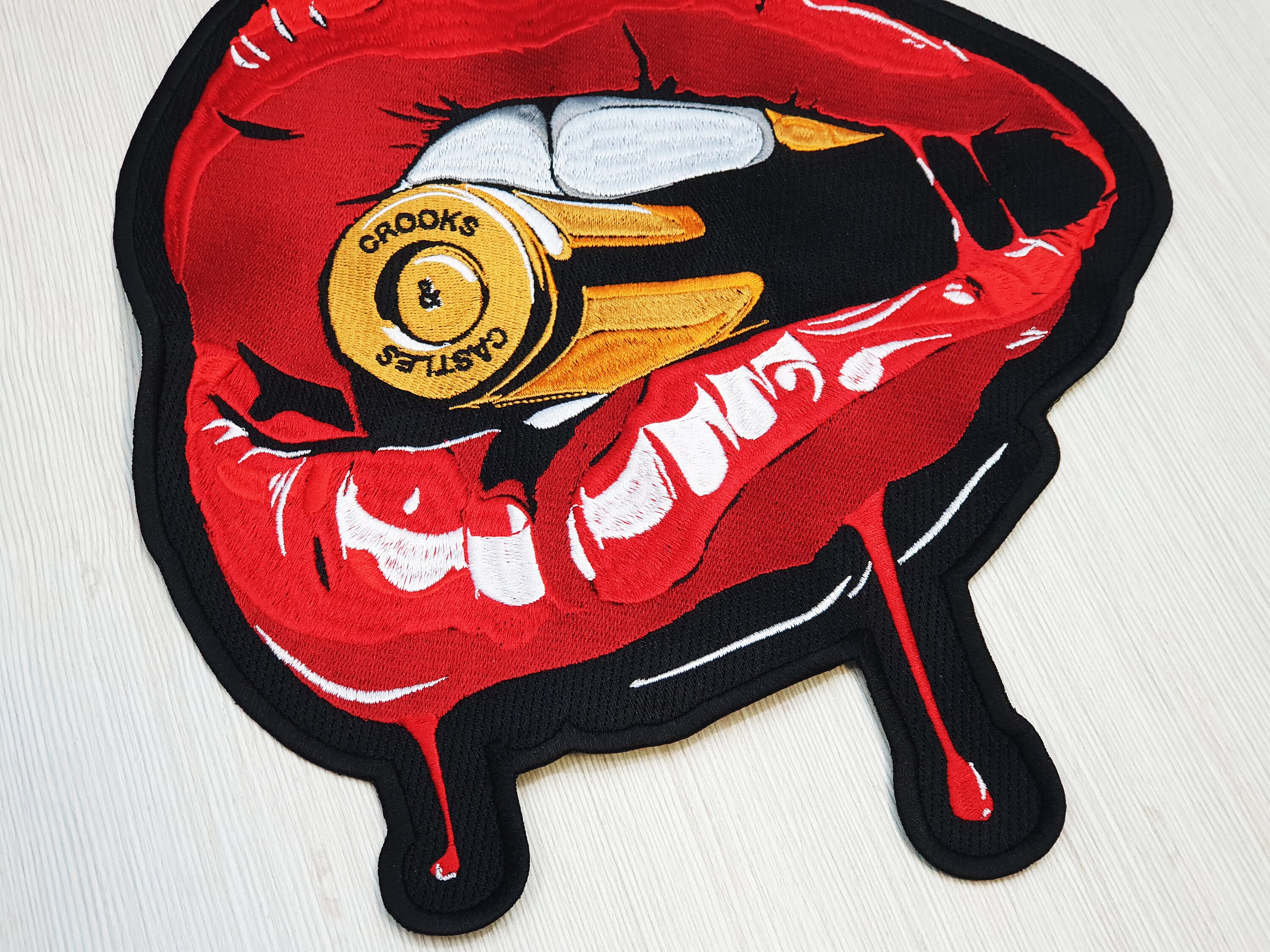 Large Lips Bullet Patch Biker Back Patch Sew on Patch Urban | Etsy