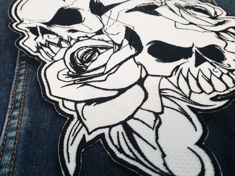Large Skull Patch Skull Back Patch Skeleton Biker Patch Sew - Etsy