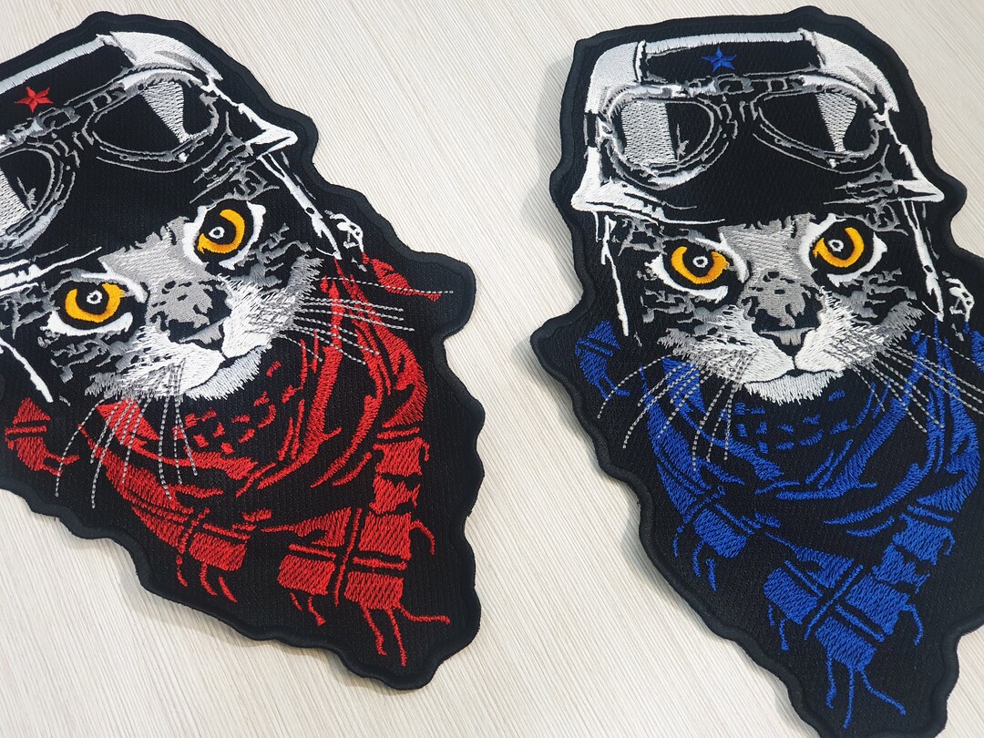 Big Biker Kitty Patch, Pilot Cat Back Patch, Urban Cat Patch, Sew on ...