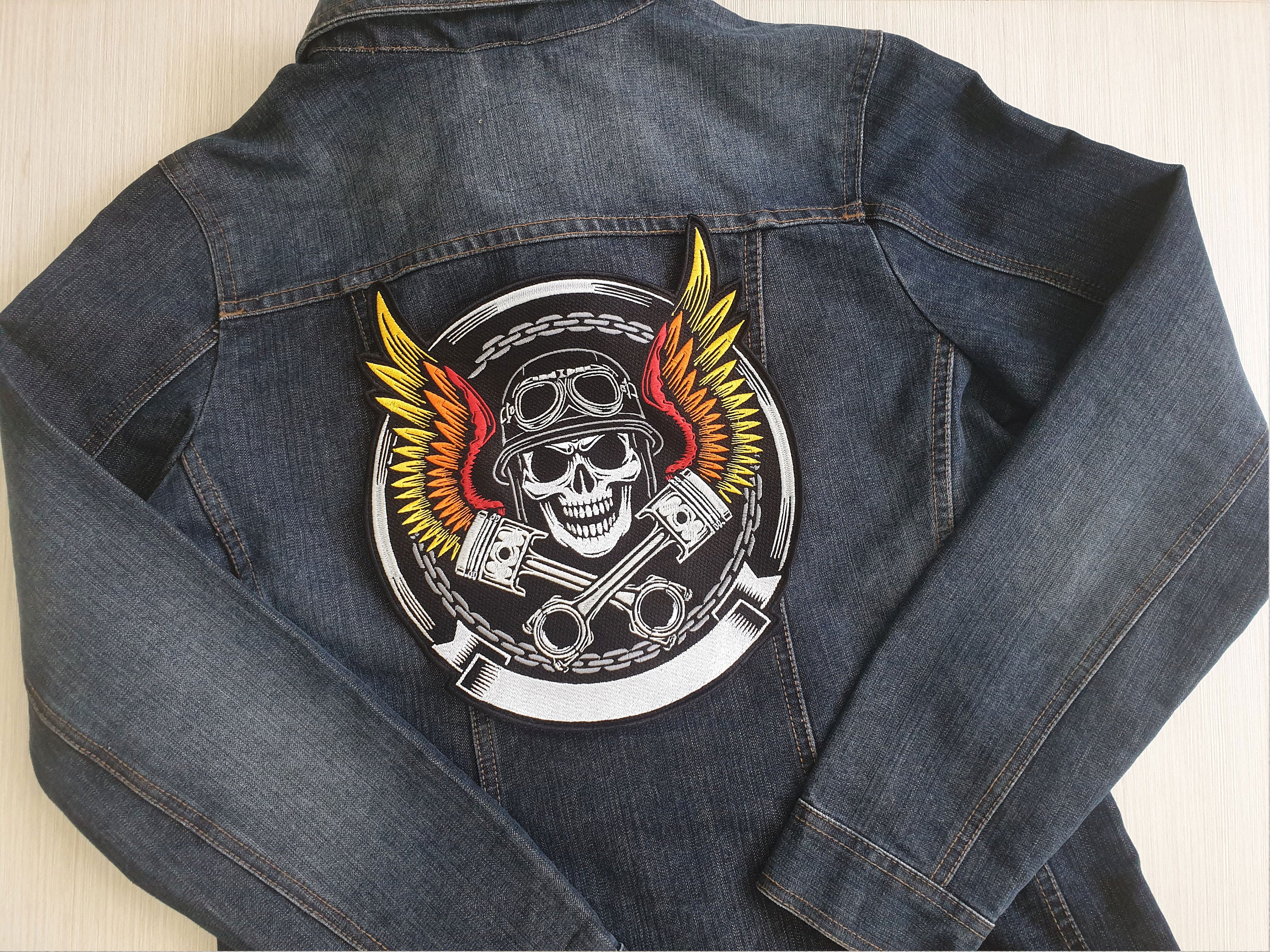 Large Rocker Skull Patch Flame Biker Back Patch Motor Patch - Etsy