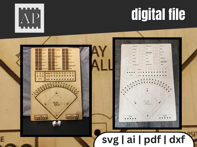 Baseball Dice Game File XL Wood Laser Cutter SVG Glowforge File - Etsy