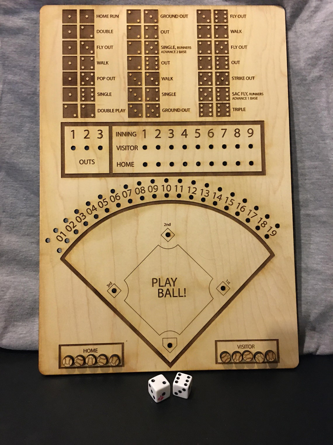 Baseball Dice Game File XL Wood Laser Cutter SVG Glowforge File - Etsy