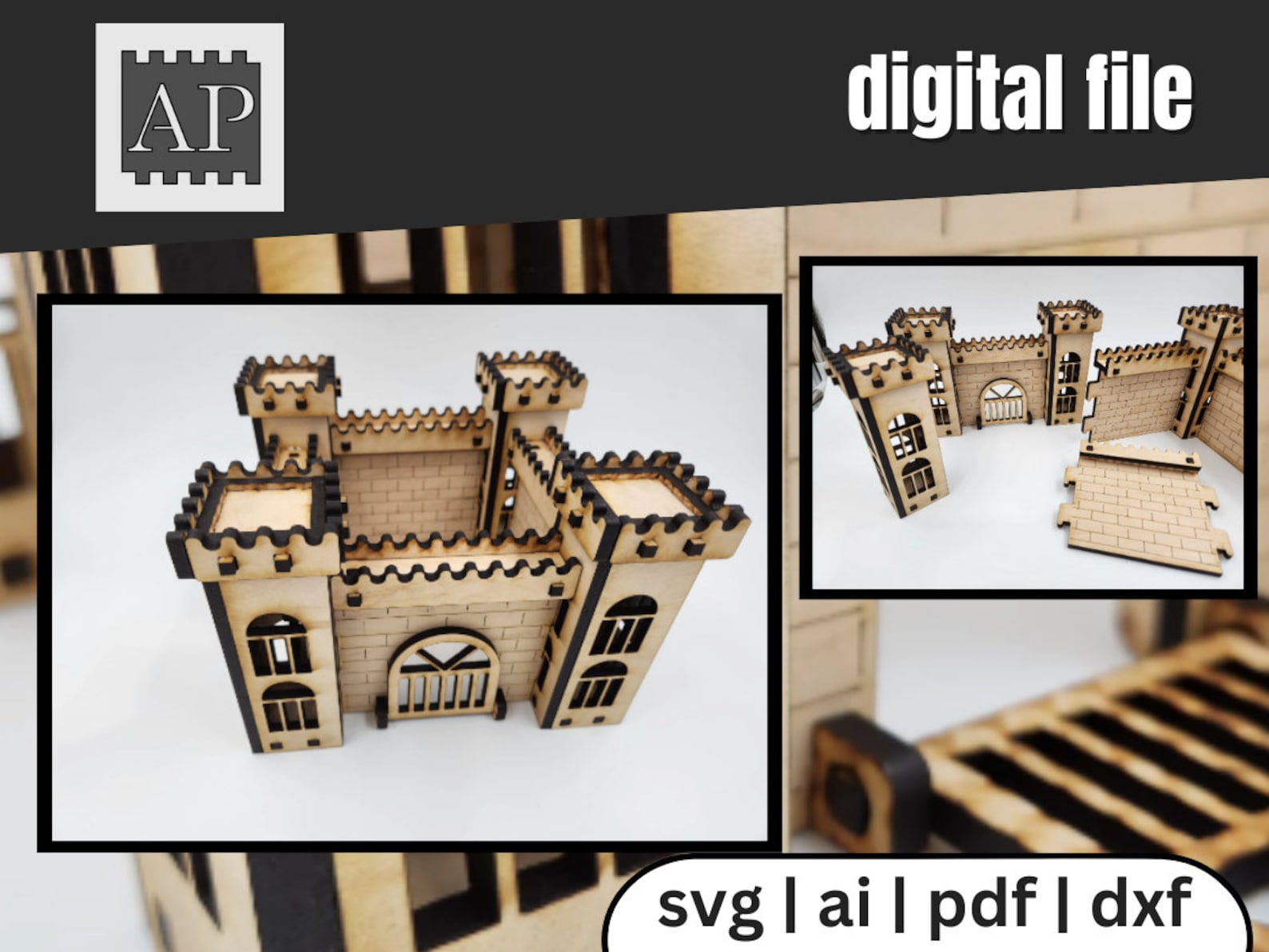 Castle Wood Laser Cutter SVG File Glowforge File - Etsy