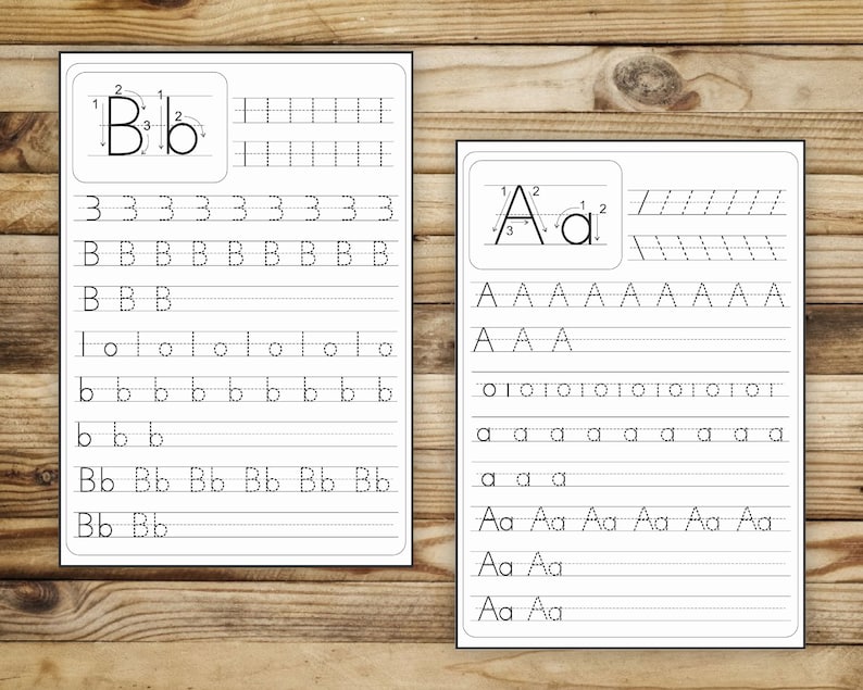 Alphabet Letter and Numbers Tracing Worksheet Printable - Etsy