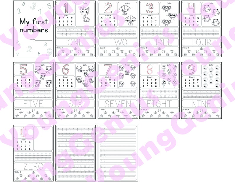 Number Writing Practice Pages Preschool Tracing 64 Pages - Etsy