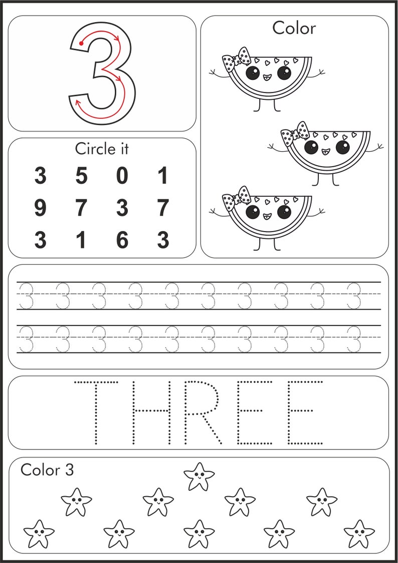 Number Writing Practice Pages Preschool Tracing 64 Pages - Etsy