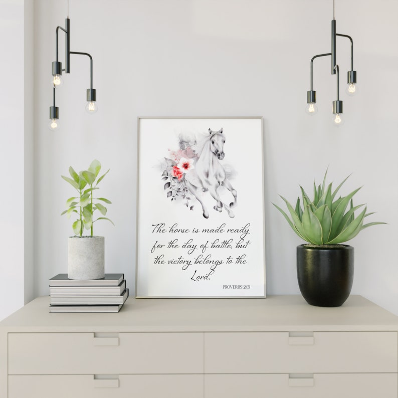 Proverbs 21:31 Bible Verse Wall Art Printable L Scripture Decor L Horse ...