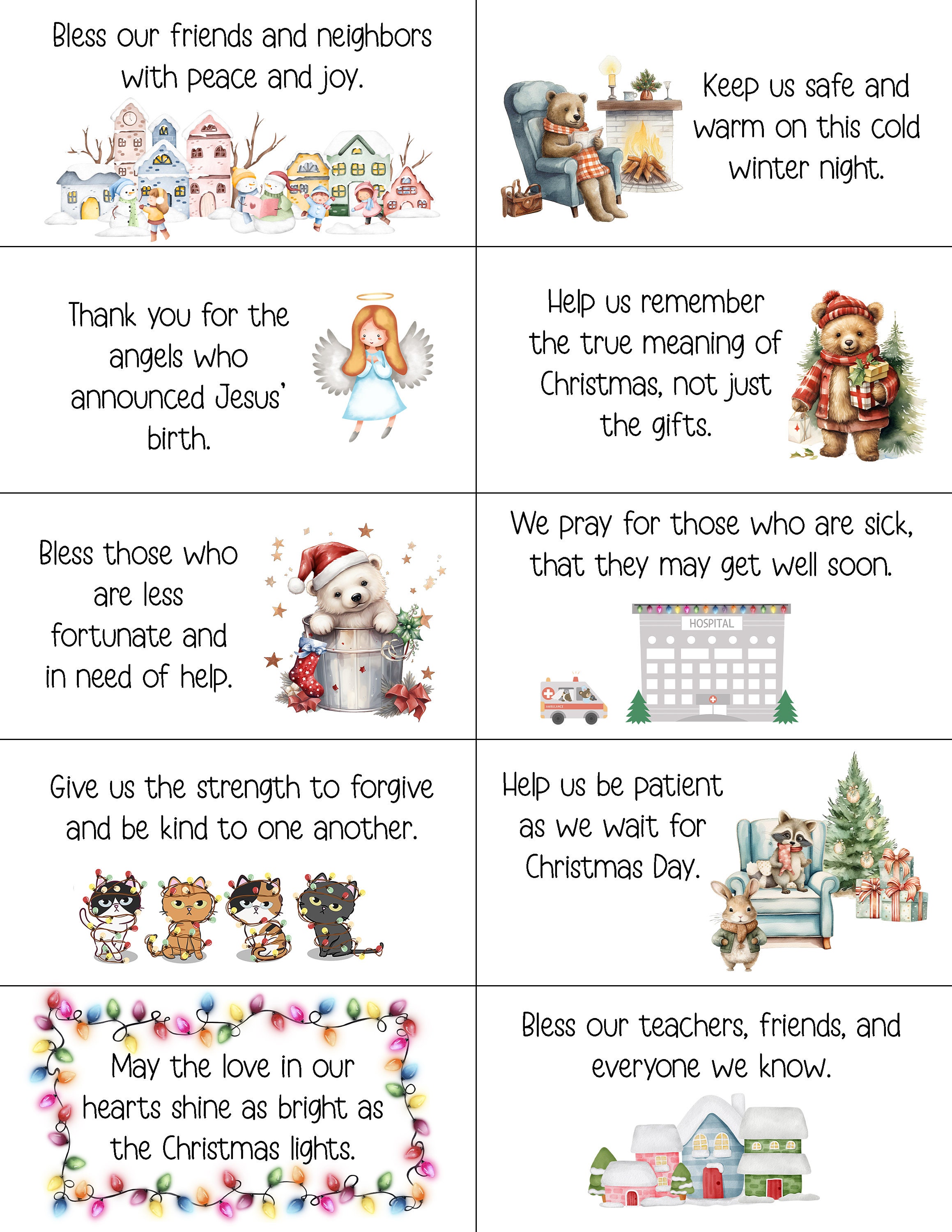 24 Printable Kids Christmas Prayer Cards L Advent Calender Filler L ...