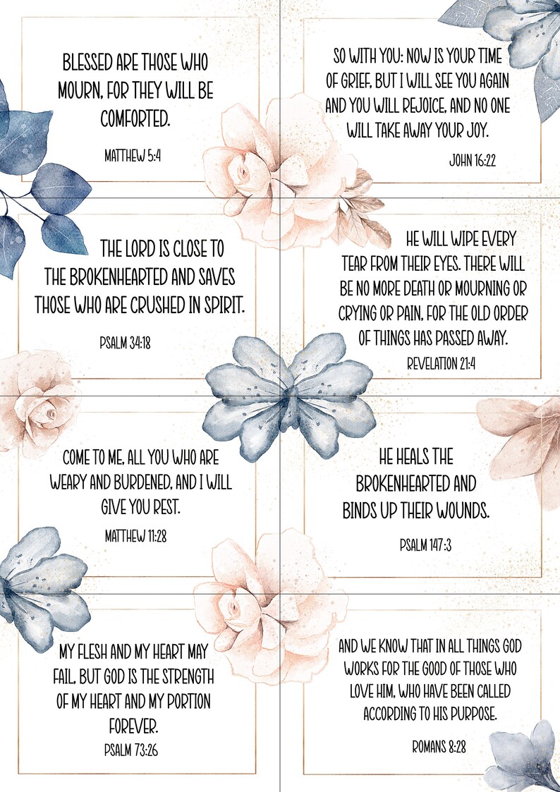 Grief Scripture Cards: Comforting Bible Verse Prints (digital Download ...