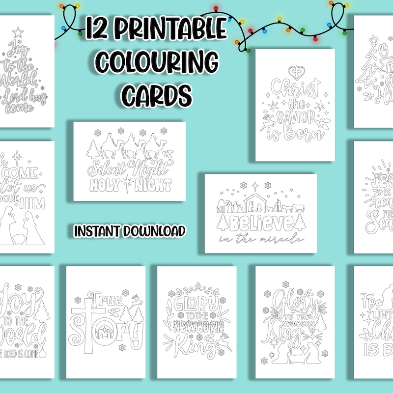 Printable Christmas Coloring Card - Etsy